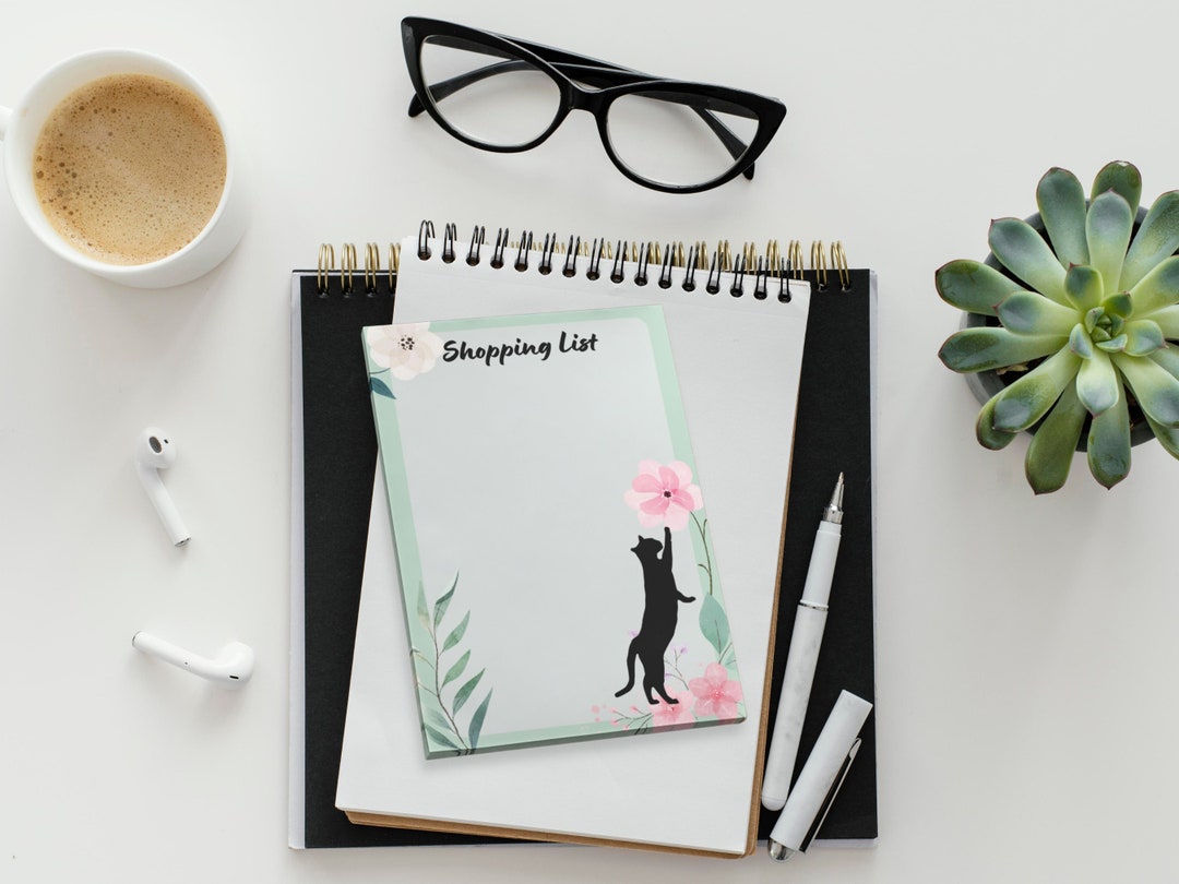 Mint Floral Cat Shopping List Post-it® Note Pads Gift for - Etsy
