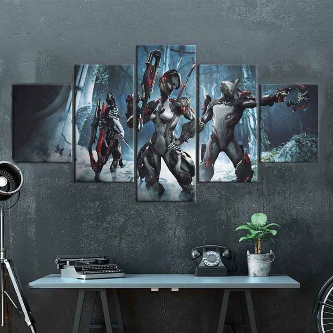 5 Panels Warframe Poster Wall Art Warframe Video Game Poster | Etsy