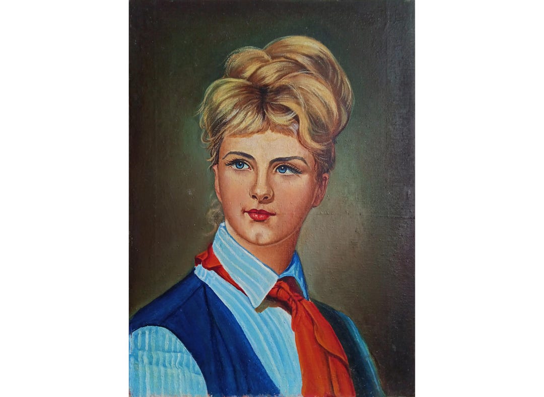 FEMALE PORTRAIT Original Oil Painting on Canvas by Soviet Ukrainian ...