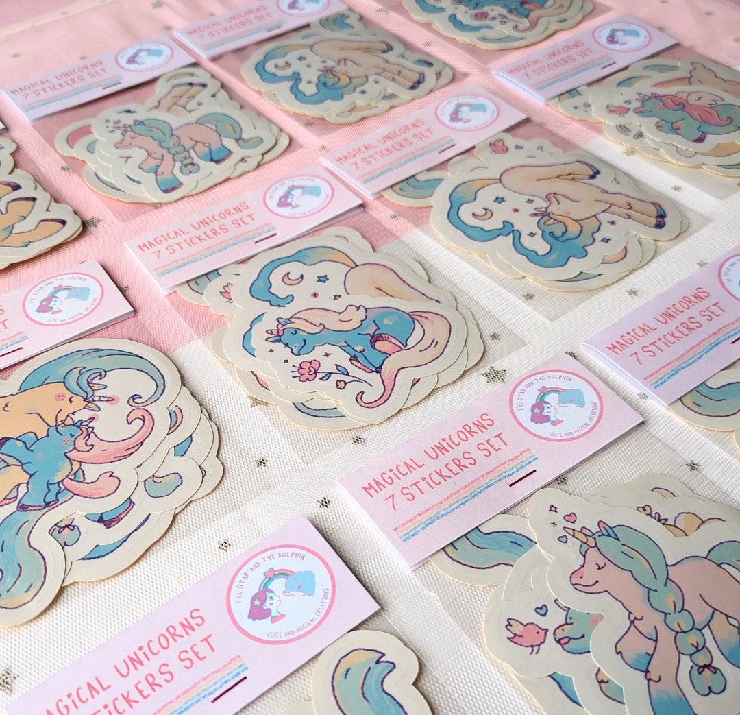 Cute Unicorns Stickers Set, Magical Unicorns Stickers, Unicorn Vibes ...