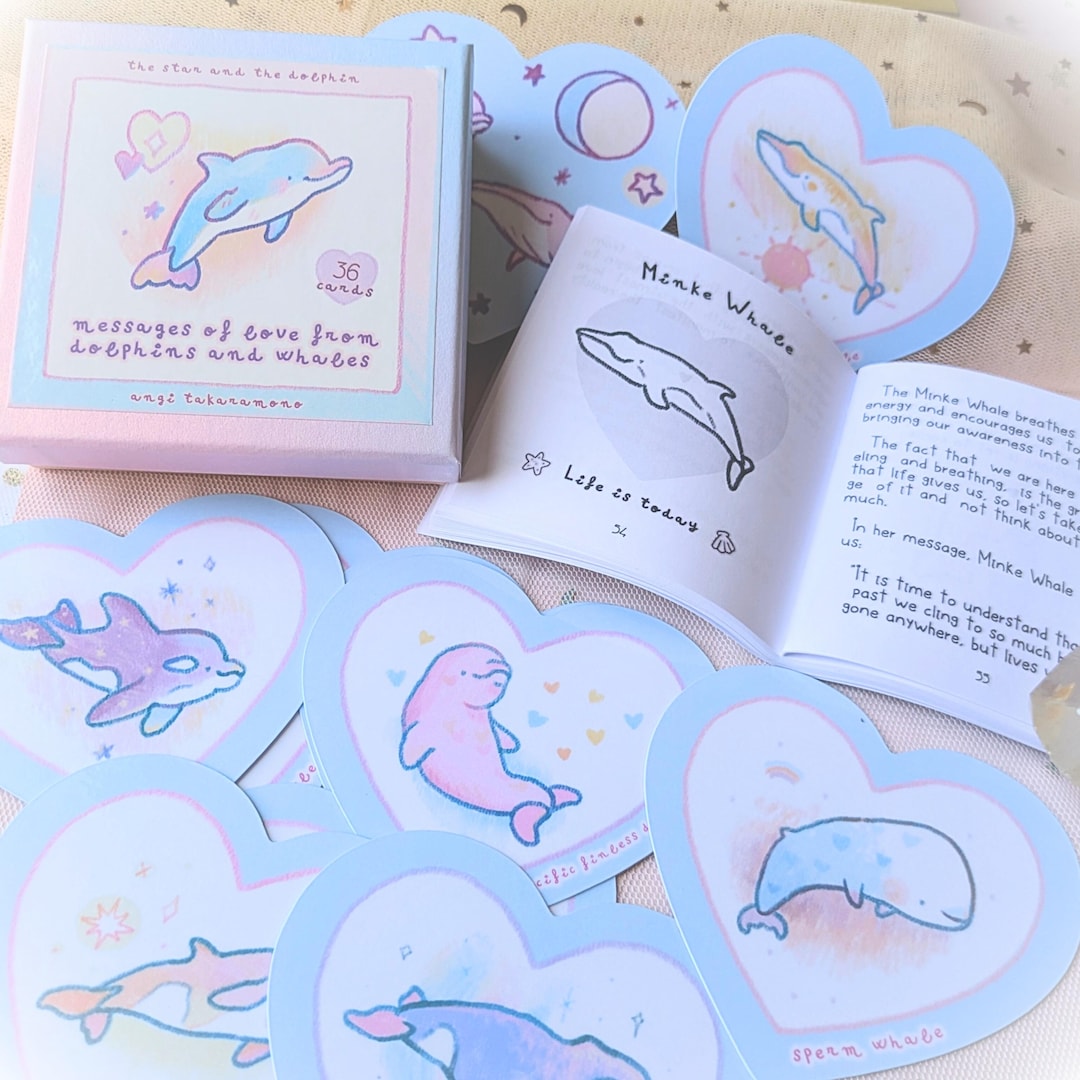 Dolphins and Whales Oracle Cards, Pastel Heart Messages, Cute Cetaceans ...