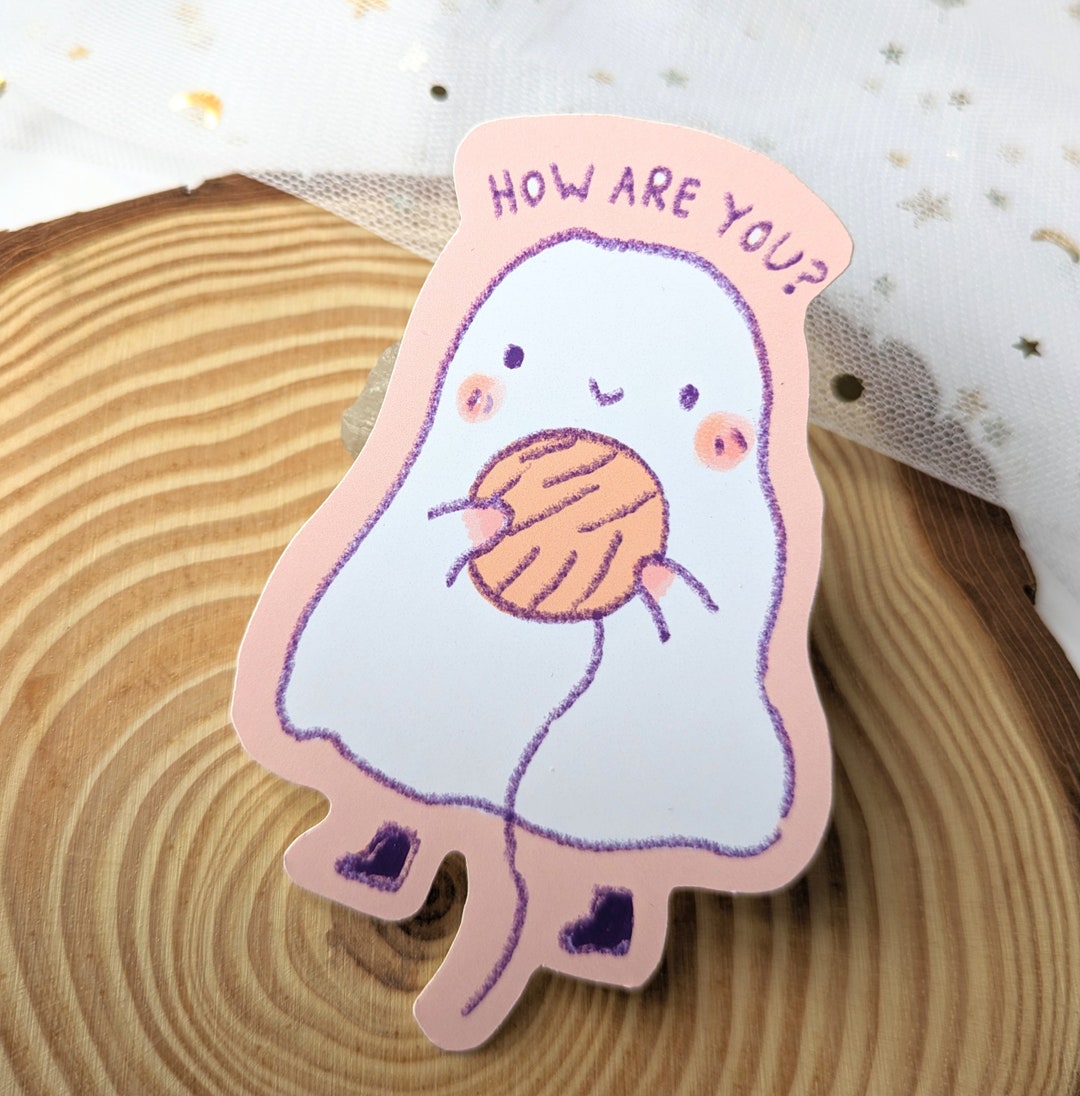 Cute Ghost Vinyl Sticker, Kawaii Ghost Sticker, Spooky and Cute Ghost ...