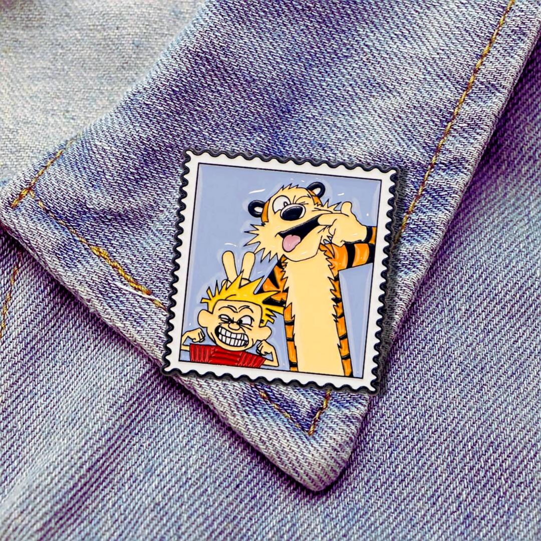 Calvin and Hobbes Funny Faces Enamel Pin, Cartoon Character Enamel Pin ...