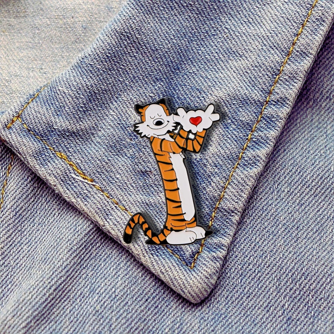 Calvin and Hobbes Heart Cartoon Character Enamel Pin,custom Enamel Pin ...
