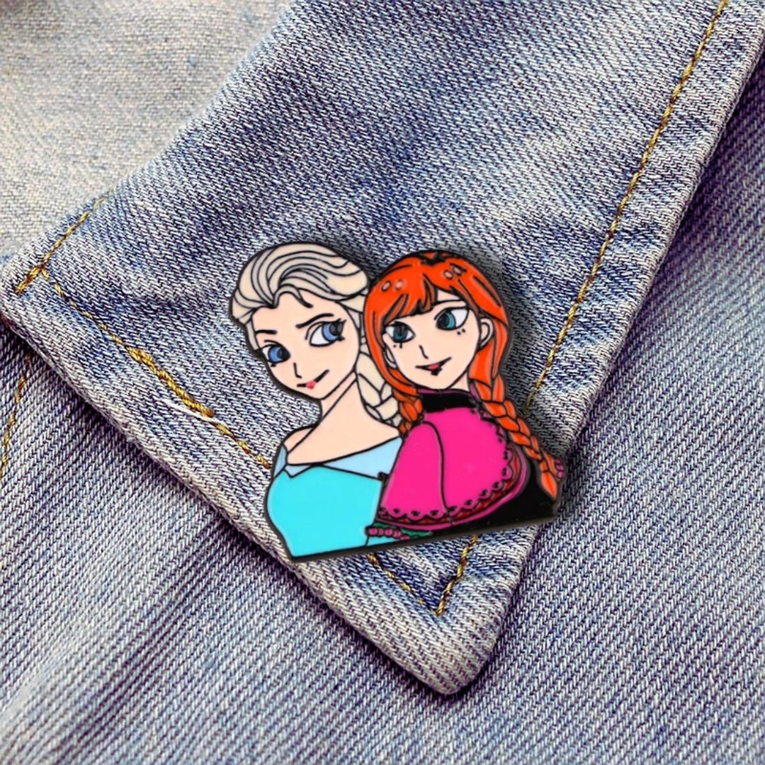 Elsa and Anna Frozen Cartoon Character Custom Enamel Pin,cute Enamel ...