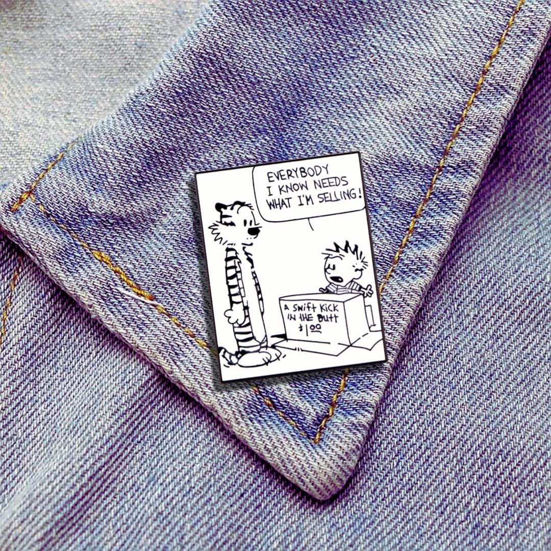 Calvin and Hobbes Character Meme Enamel Pin, Custom Lapel Pin, Backpack ...