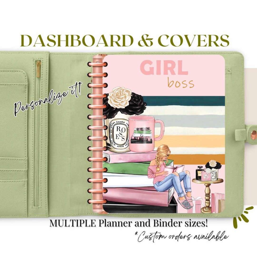 Bookworm Planner Cover Set/dashboard: Books & Coffee, Personalized ...