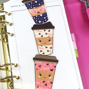Handmade Stacked Coffee Cup Bookmark: Planner Accessory - Etsy