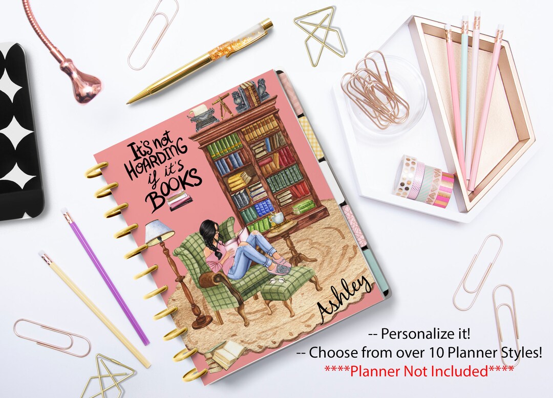 Bookworm Planner Cover Set and Dashboards: Personalized Happy Planner ...