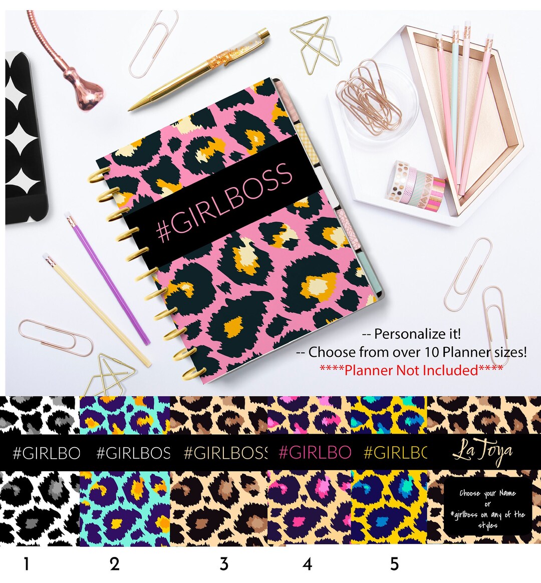 Leopard Girl Boss Planner Cover: Personalized Planner Accessories ...