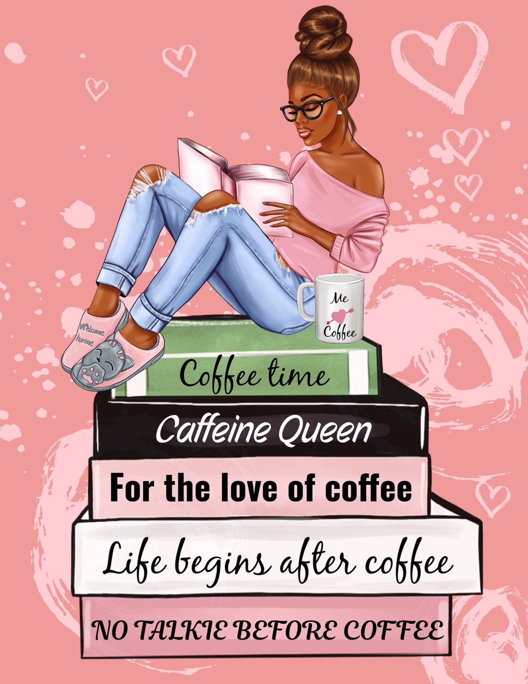 Bookworm Planner Cover, Coffee and Books, Dashboard, Inserts, Happy ...