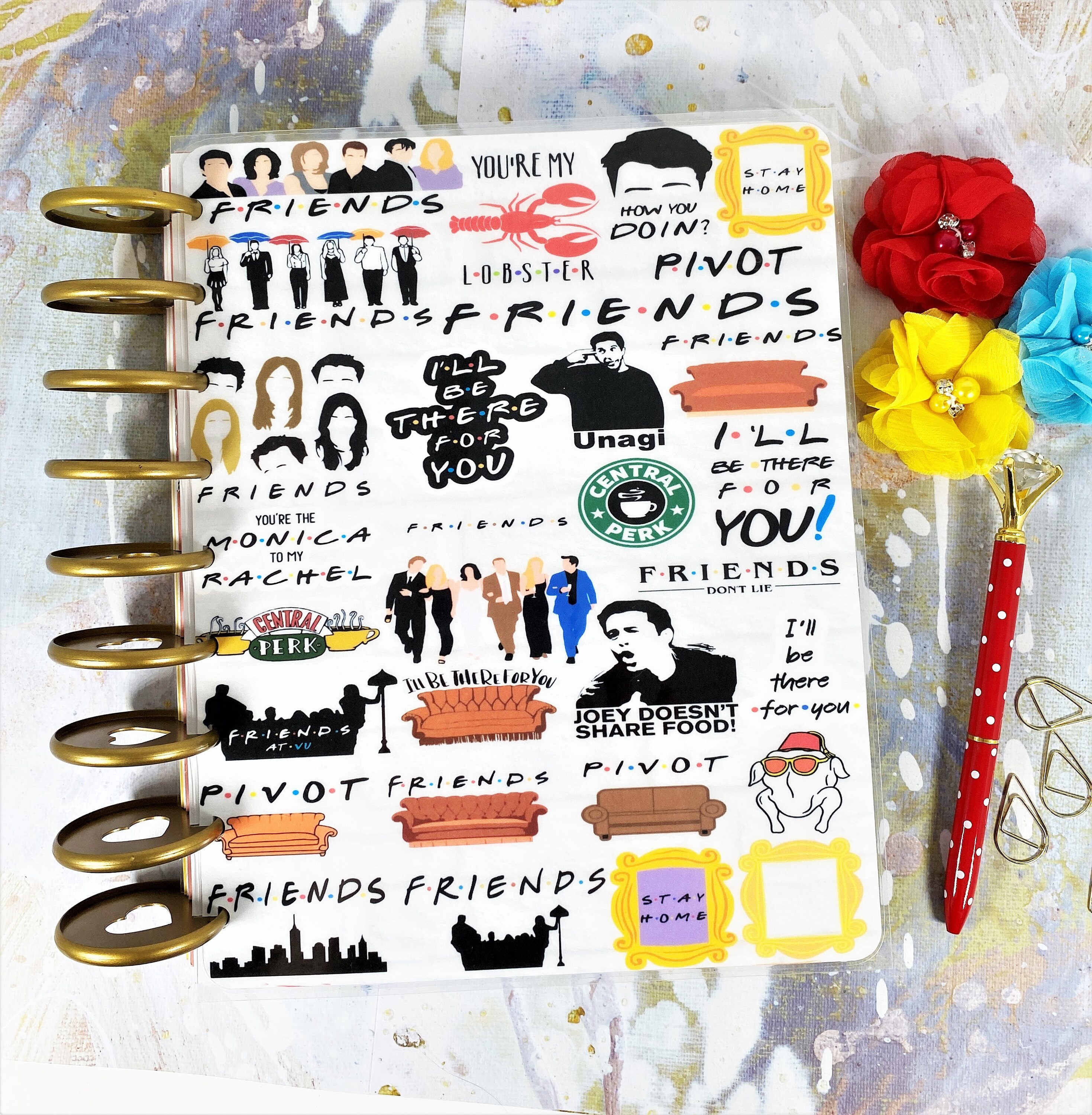Friends TV Show Planner Cover Set /dashboards: + Stickers, Personalized ...
