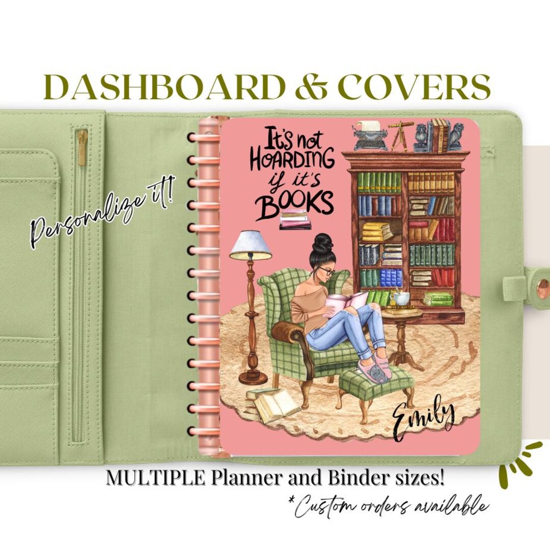 Bookworm Planner Cover Set and Dashboards: Personalized Happy Planner ...