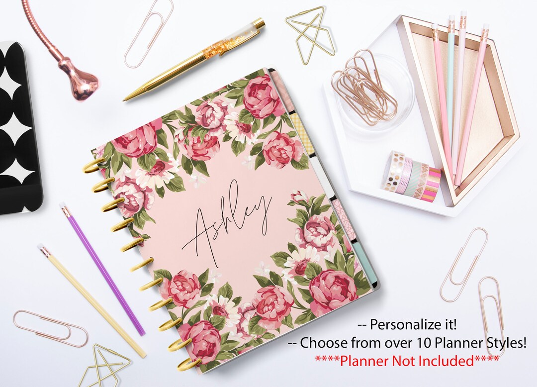 Pink Rose Planner Cover Set/dashboards: Floral Spring, Personalized ...