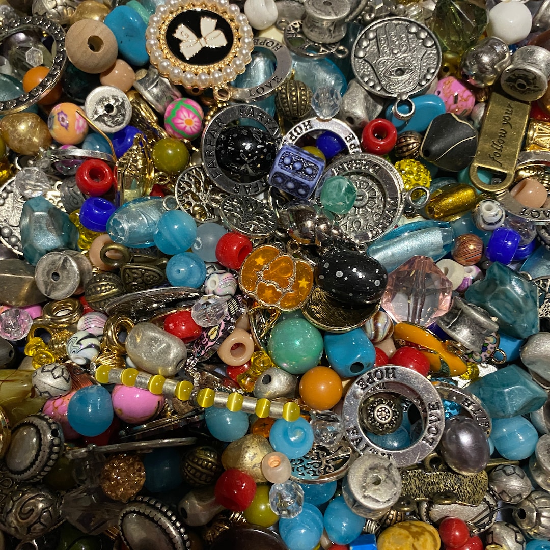 10 Oz Mixed Bead and Charm Soup, Mixed Loose Lot of Beads and Charms ...