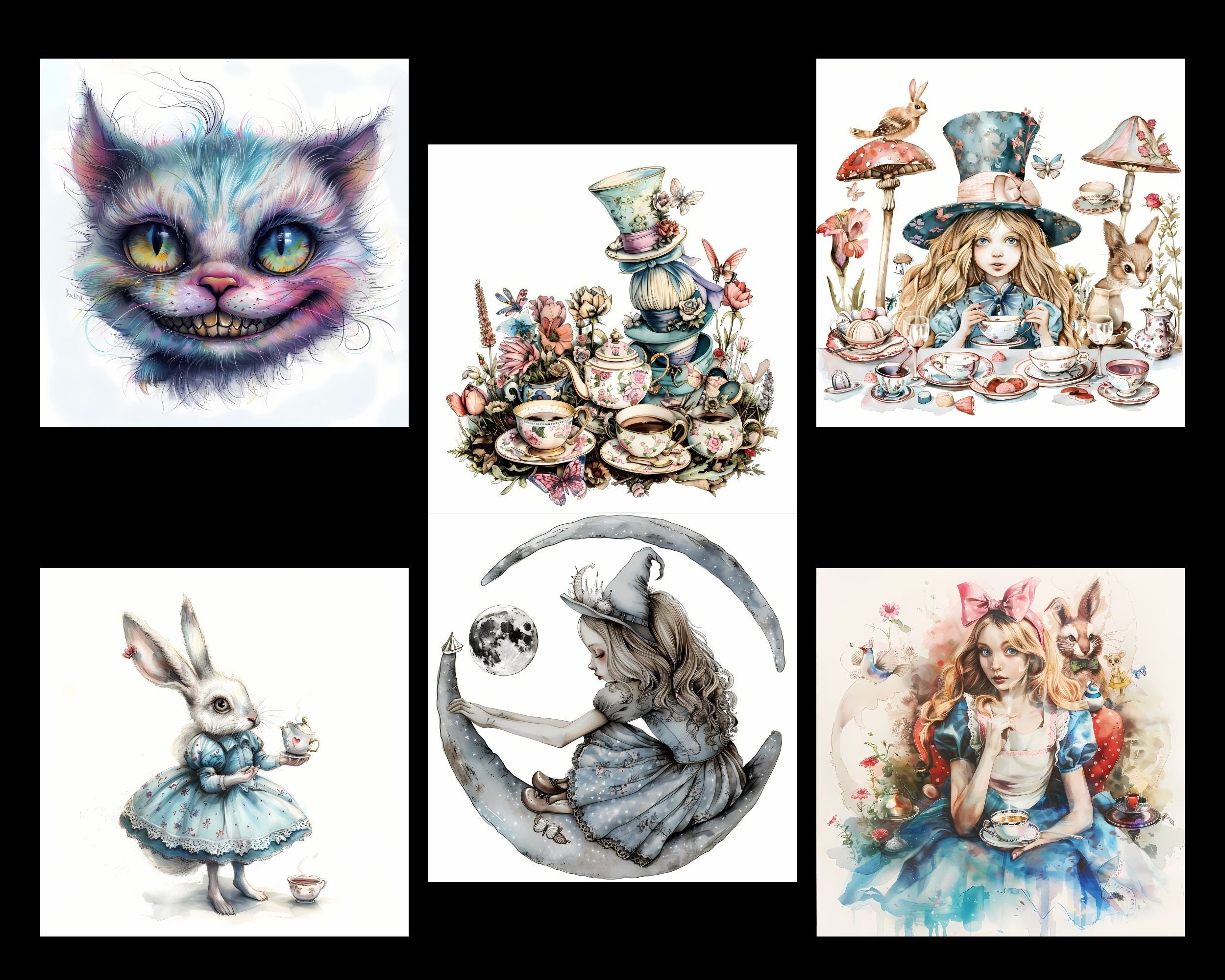 Alice in Wonderland Clipart Commerical Use, Png Clipart Bundle, Alice ...