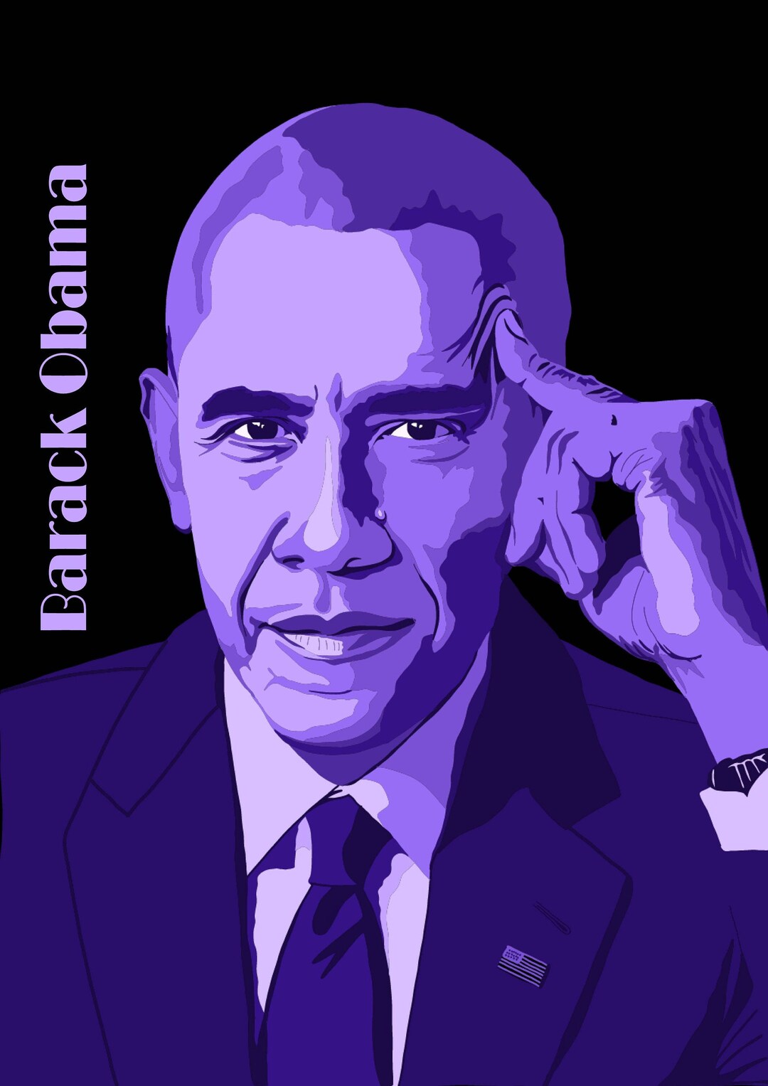 Digital Hand Drawn Print of Barack Obama - 44th President of the United ...