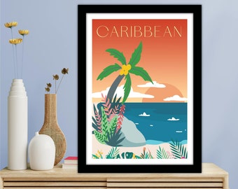 Caribbean Travel Poster | Etsy