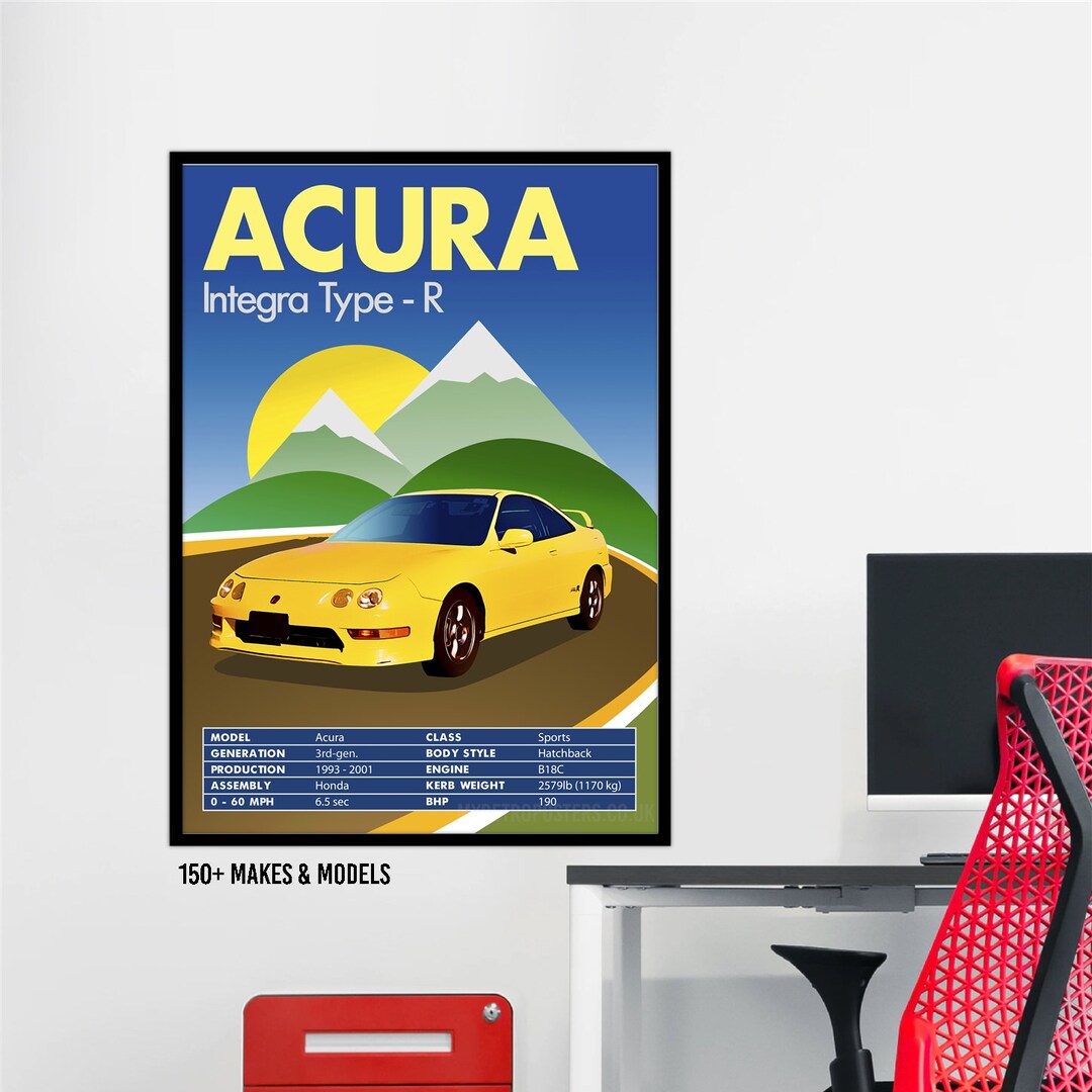 Acura Integra Typer Classic Car Poster Wall Art Petrol Head - Etsy
