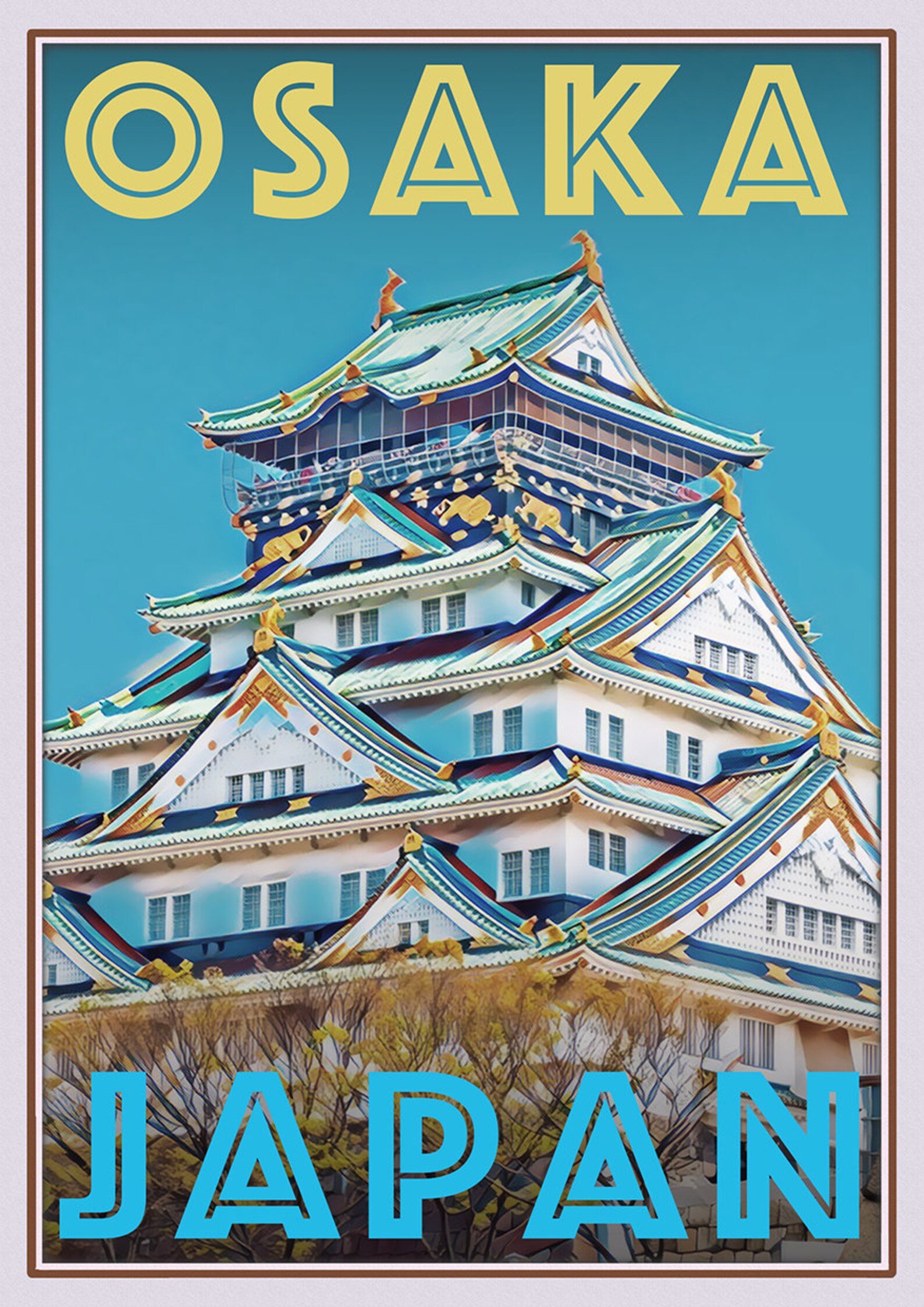 Retro Vintage Style Travel Poster or Canvas Picture Osaka | Etsy