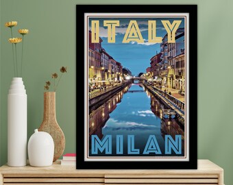 Milan Vintage Travel Poster - Etsy