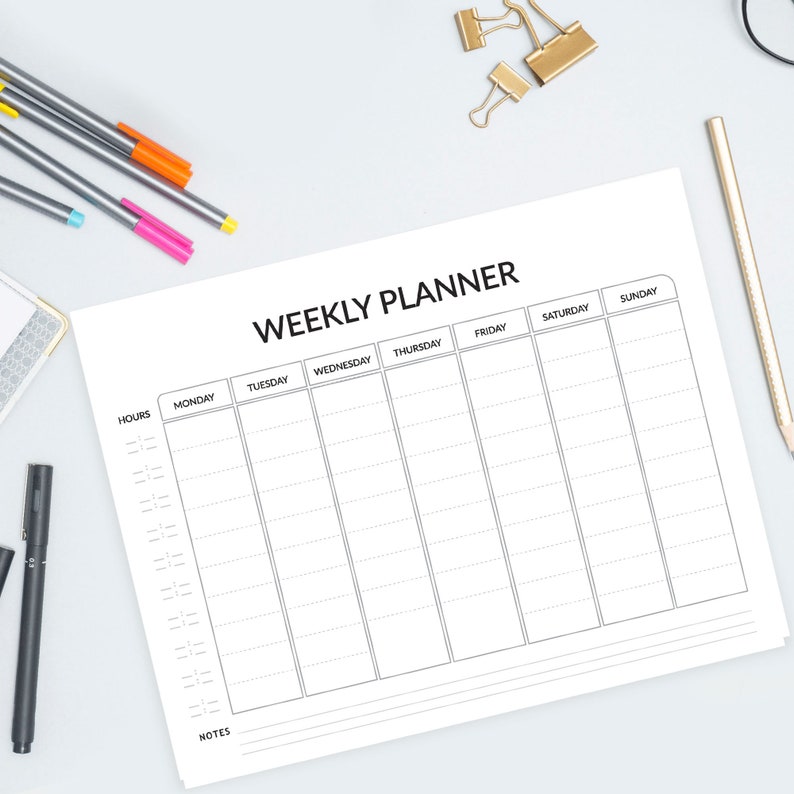 Printable Weekly Planner Plain Instant Download File | Etsy