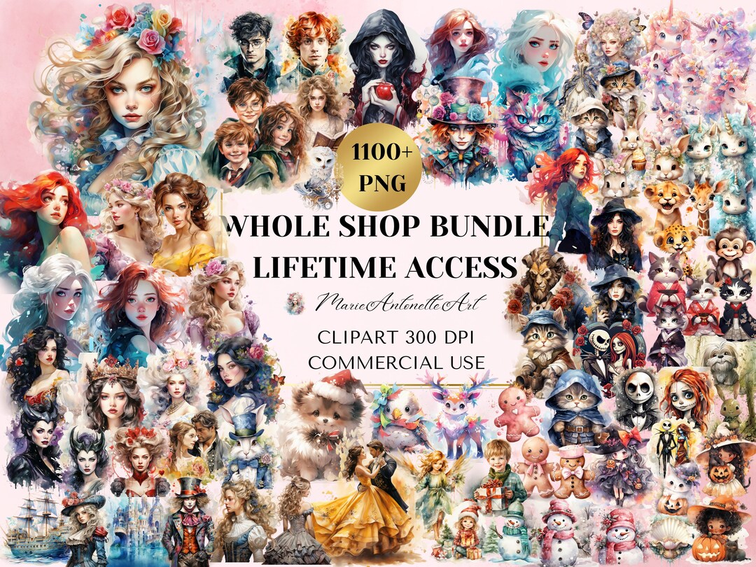 All-in-one Whole Watercolor Clipart Shop Access, Digital Clipart Bundle ...