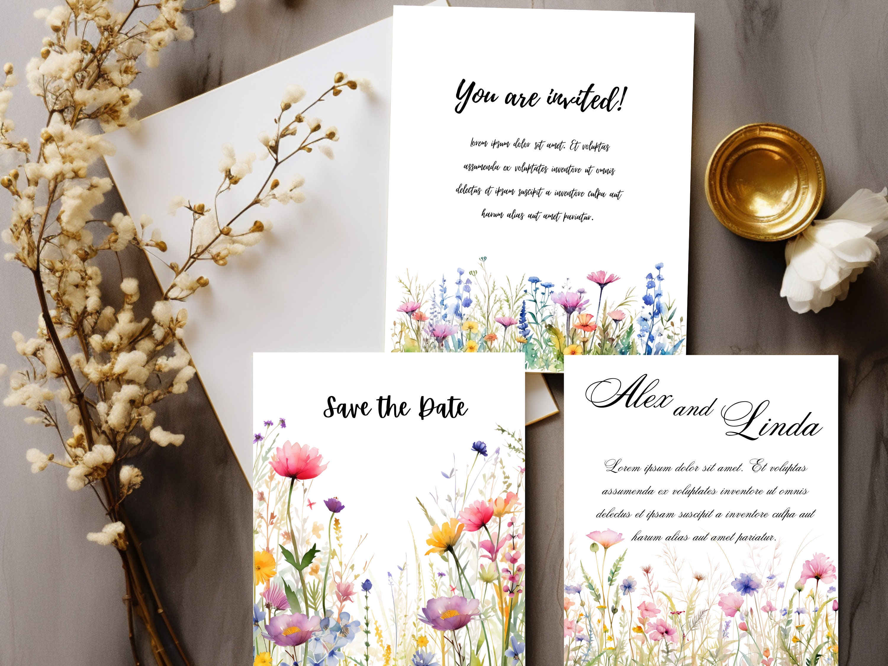 Wildflower Frames, Invitation Borders, Digital Clipart Bundle ...