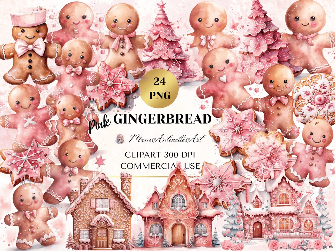 Gingerbread Watercolor Clipart, Christmas Clipart Bundle, Gingerbread ...