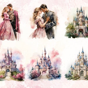 Sleeping Beauty Watercolor Clipart, Digital Clipart Bundle, Fairy Tale ...