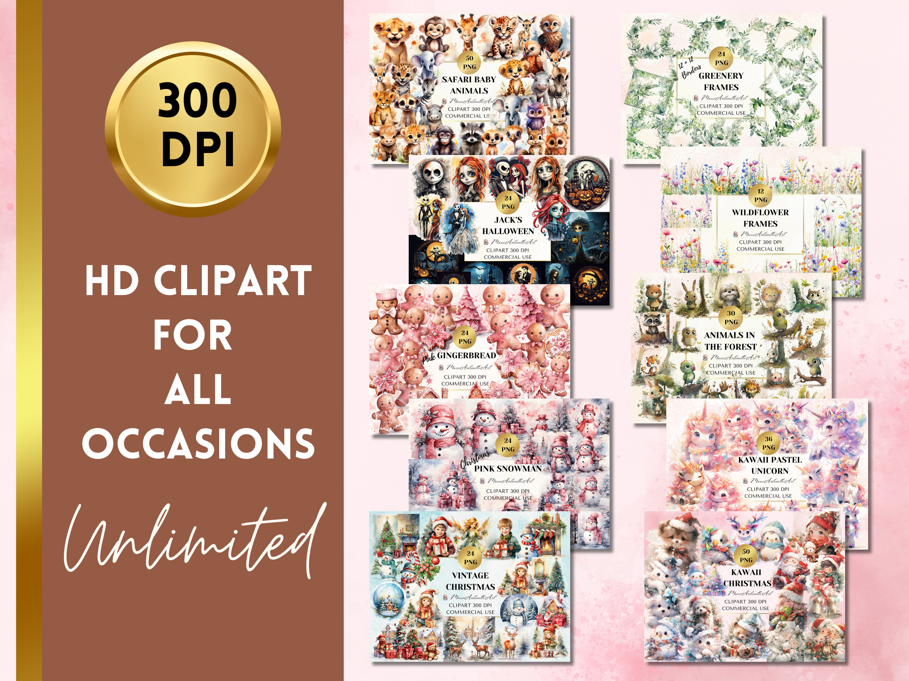 All-in-one Whole Watercolor Clipart Shop Access, Digital Clipart Bundle ...