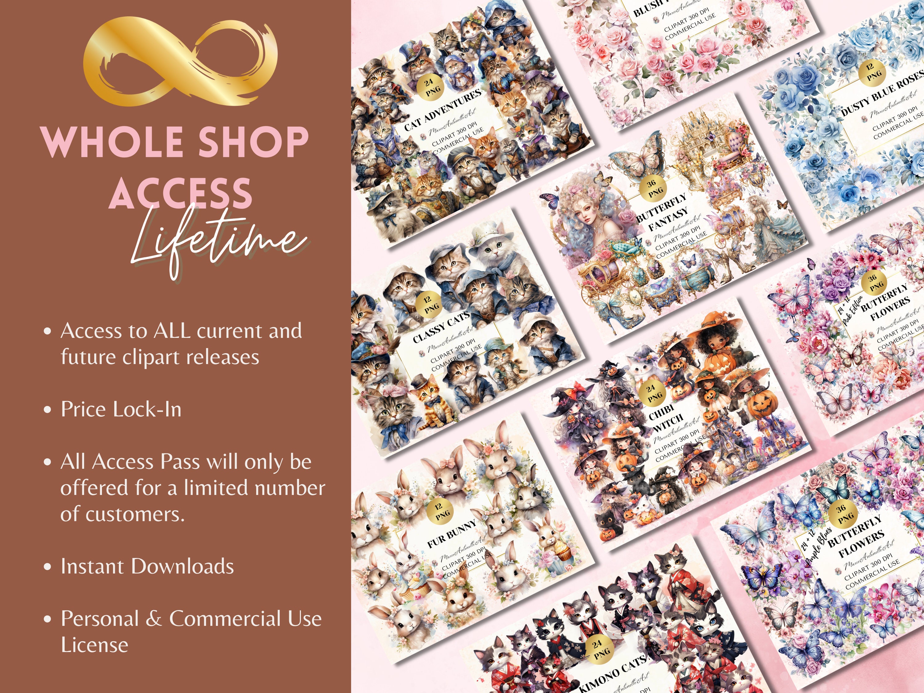 All-in-one Whole Watercolor Clipart Shop Access, Digital Clipart Bundle ...