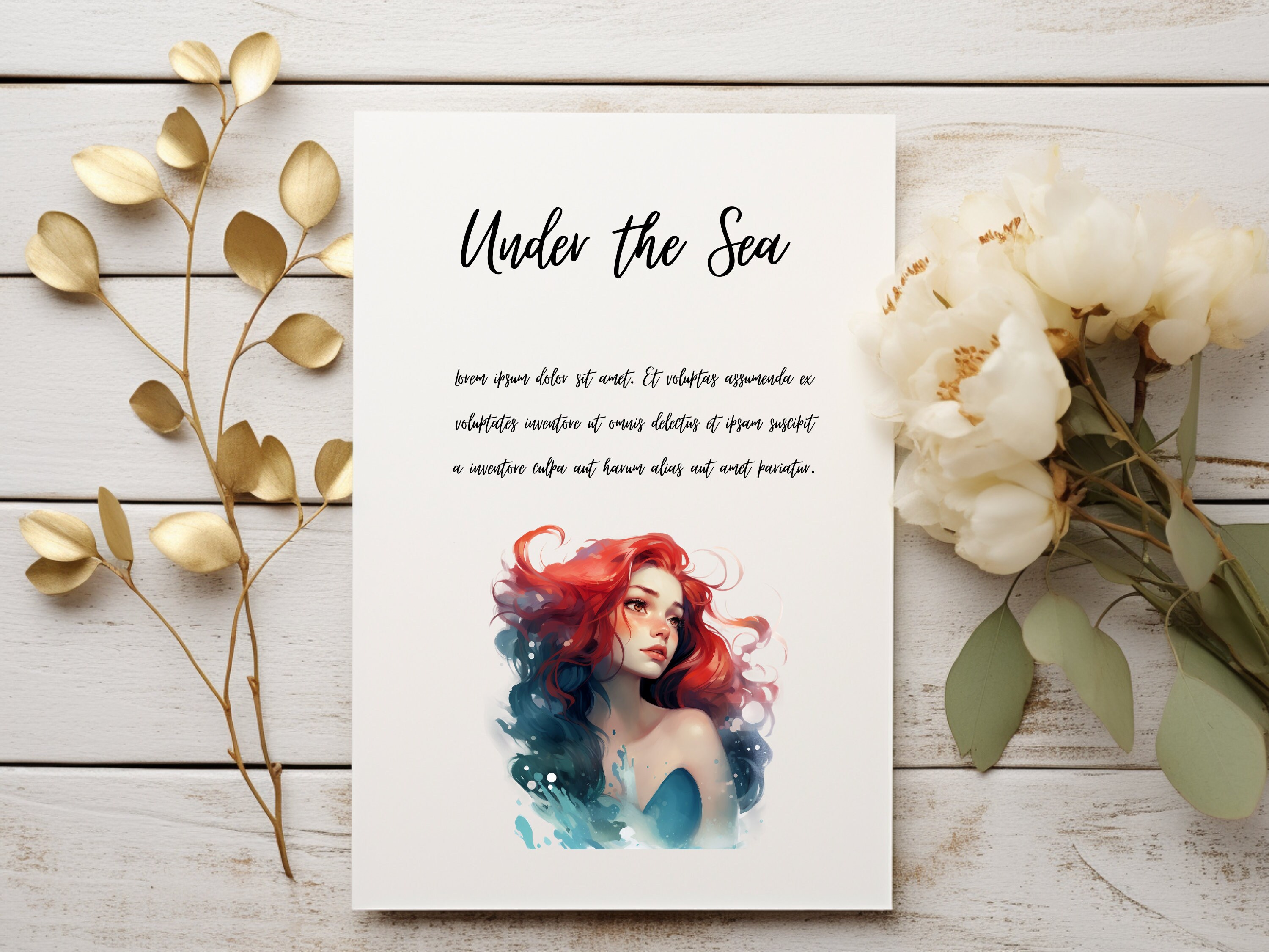The Little Mermaid Watercolor Clipart, Digital Clipart Bundle, Fairy ...