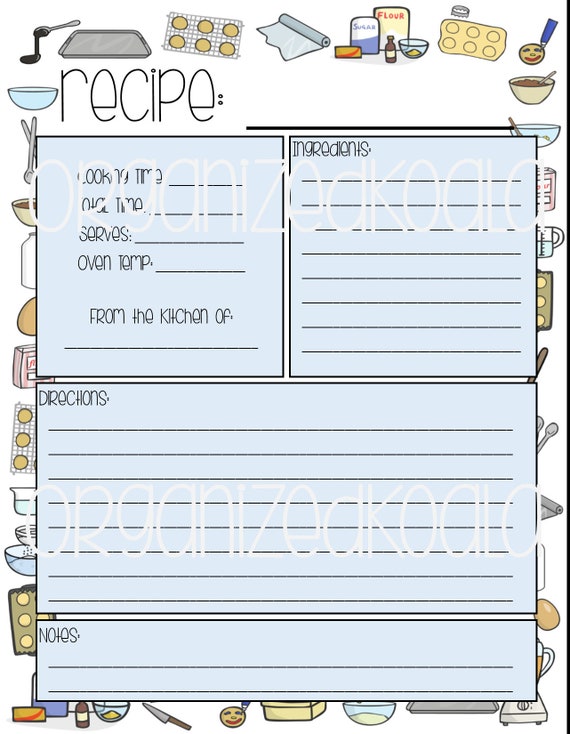 Recipe Sheet - Etsy
