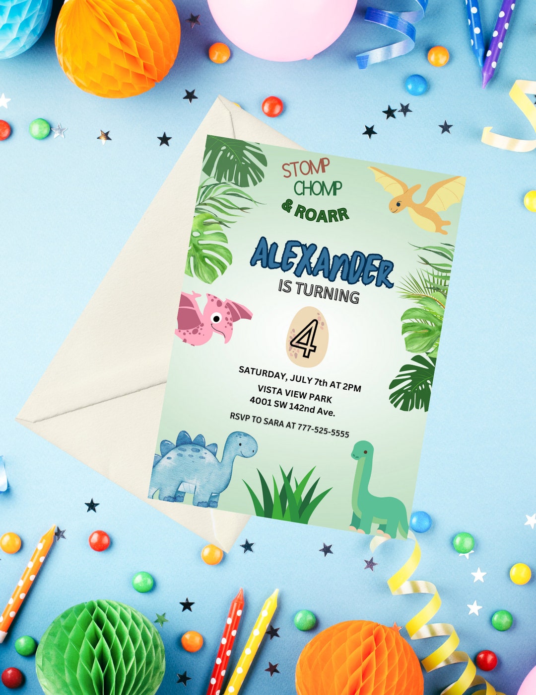 Dinosaur Invitation, Dino Party Invite, Digital Invite, Editable ...