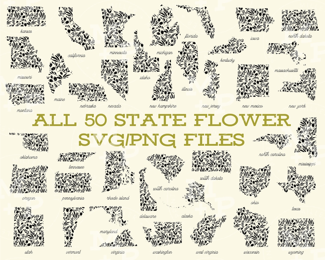 All 50 State Flower Outline Svg Files, State Flower Outline Png Files ...