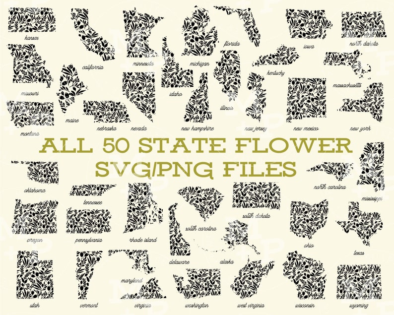 All 50 State Flower Outline Svg Files, State Flower Outline Png Files ...