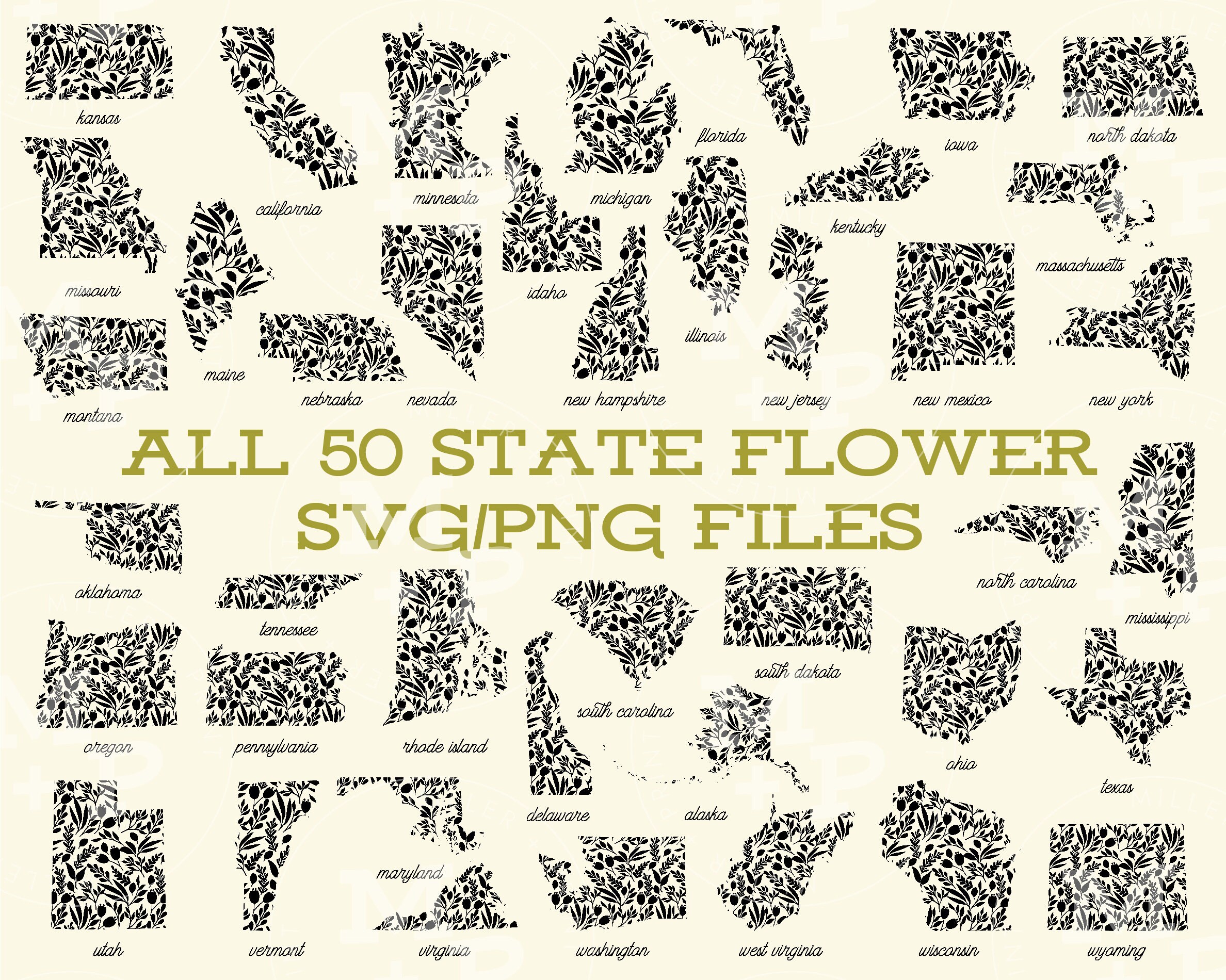 All 50 State Flower Outline Svg Files, State Flower Outline Png Files ...
