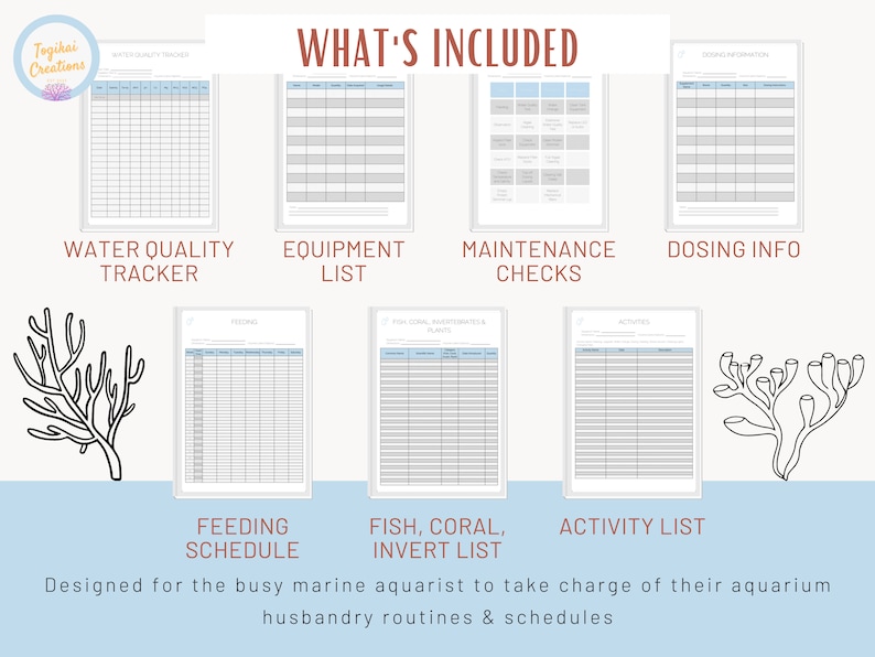 Saltwater Aquarium Maintenance Log Book, Marine Saltwater, PDF, Fish ...