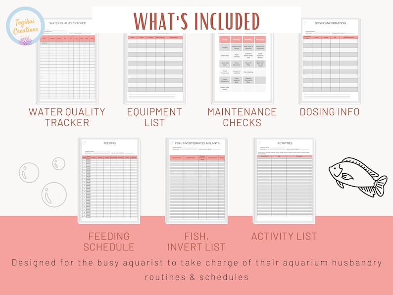 Freshwater Aquarium Maintenance Log Book: Fish Care (PDF) - Etsy