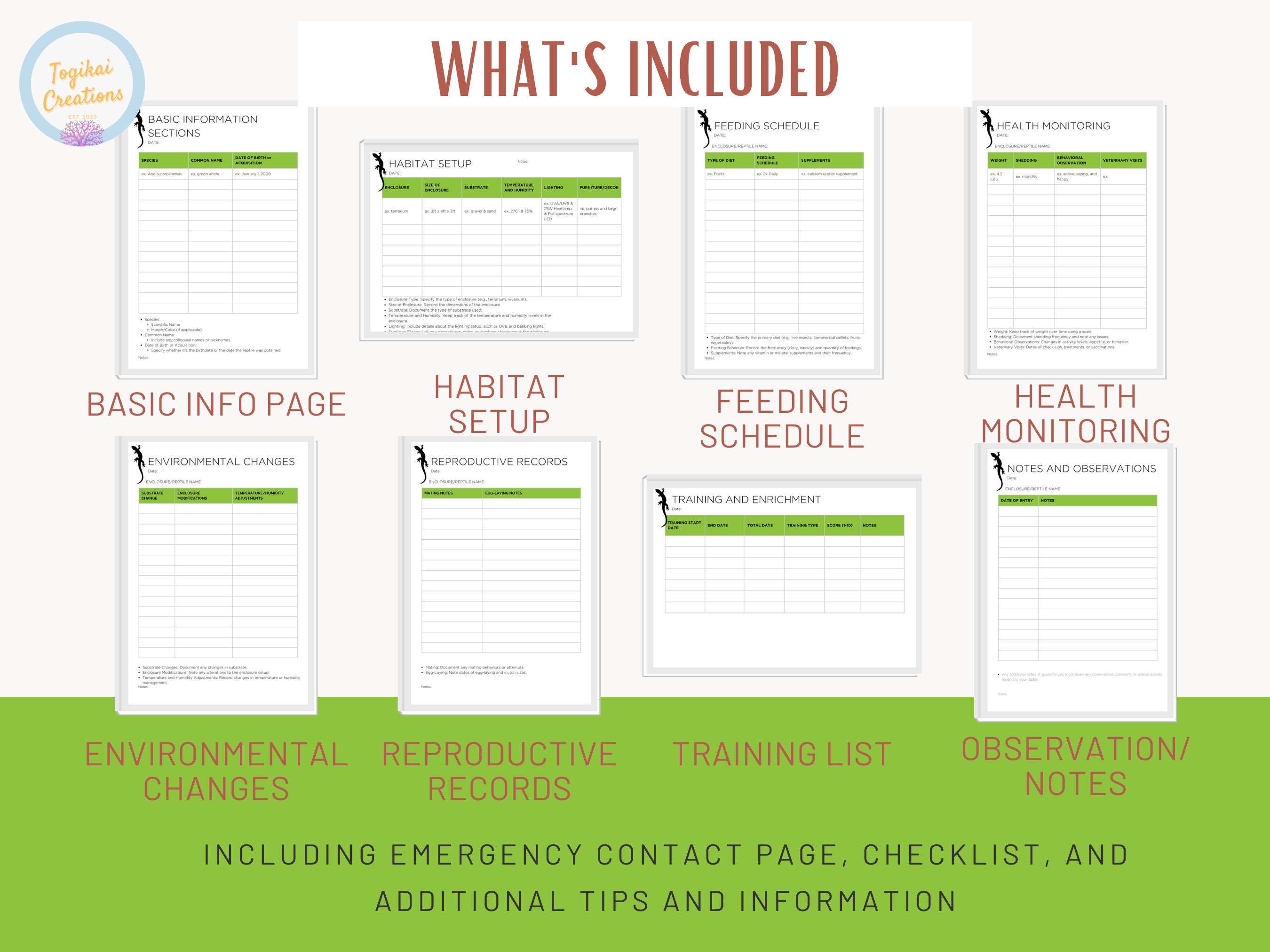 Personalized Reptile Care Log - Track Your Pet's Health and Habitat - Etsy