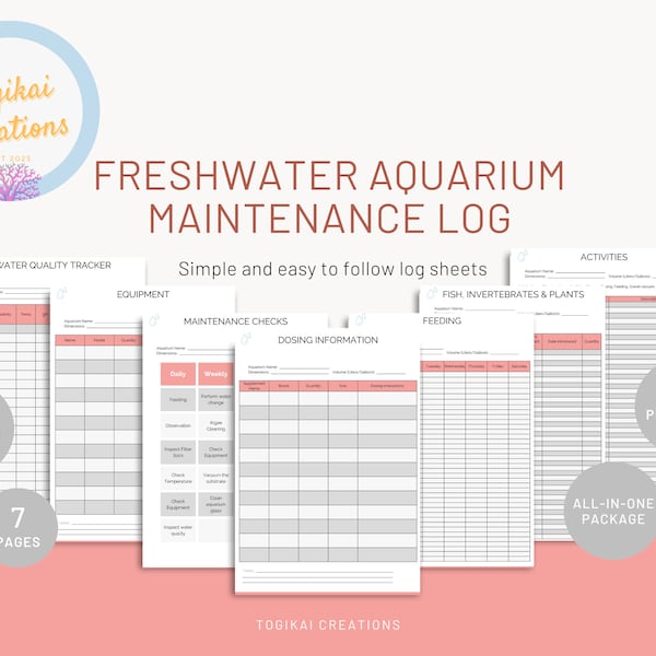 Aquarium Freshwater Maintenance Book - Etsy