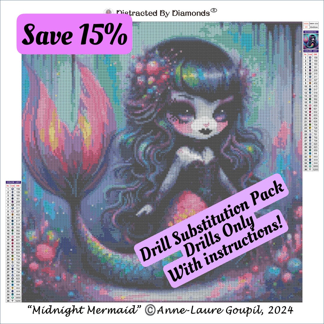 DRILLS ONLY! Drill Substitution Pack for "midnight Mermaid" Sassy Glass ...
