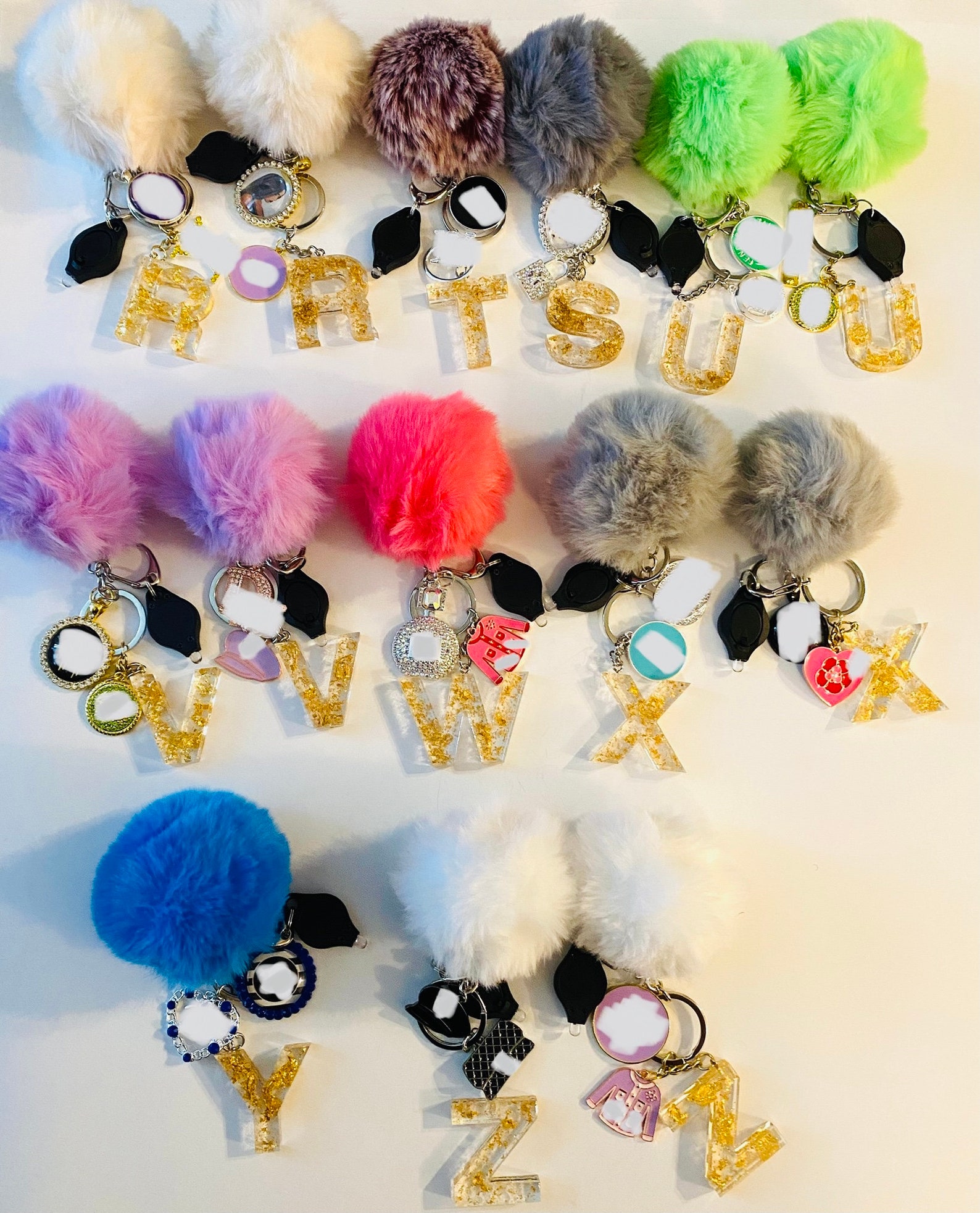 Colorful Furry Keychain w/ Designer Inspired Charms | Etsy