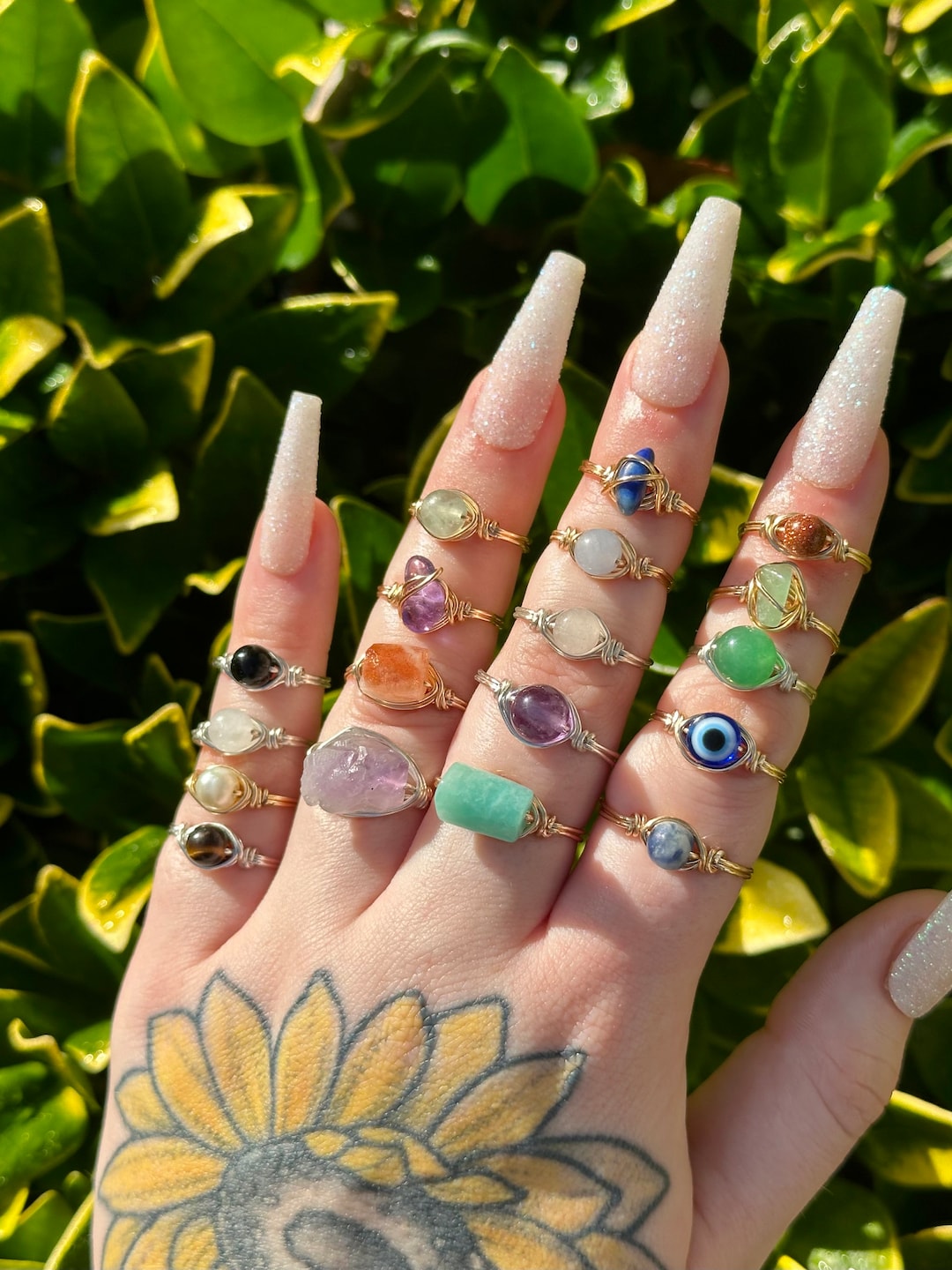 Buy 2 Get 1 Free Crystal Ring, Natural Gemstone Jewelry, Silver & Gold ...