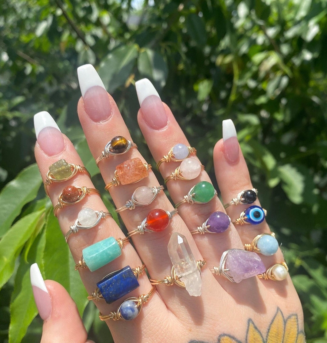 Buy 2 Get 1 Free Crystal Ring Natural Gemstone Rings - Etsy
