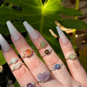 Buy 2 Get 1 Free Crystal Ring, Natural Gemstone Jewelry, Dainty ...