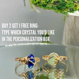 Buy 2 Get 1 Free Crystal Ring, Natural Gemstone Jewelry, Dainty Wire ...