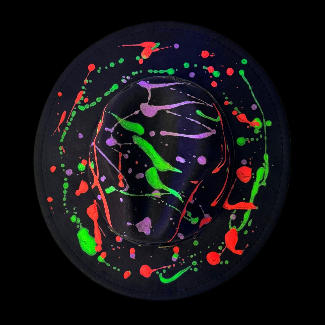 Neon Splatter LED Festival Hat Blacklight Burner Hat With Vibrant Paint ...