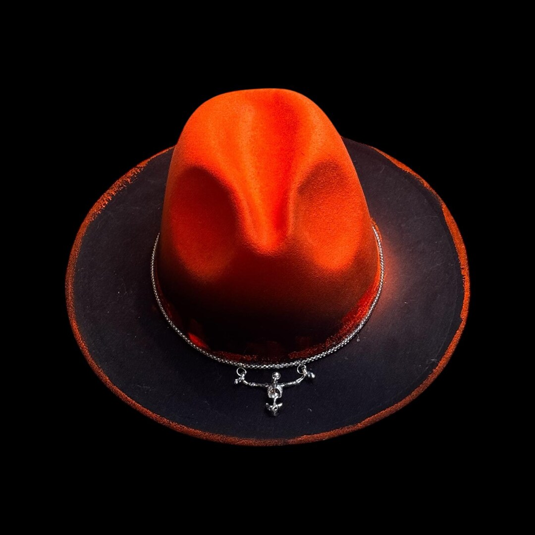 Hand-painted Inferno Skull Fedora Hat: Gothic Rave Halloween Costume - Etsy